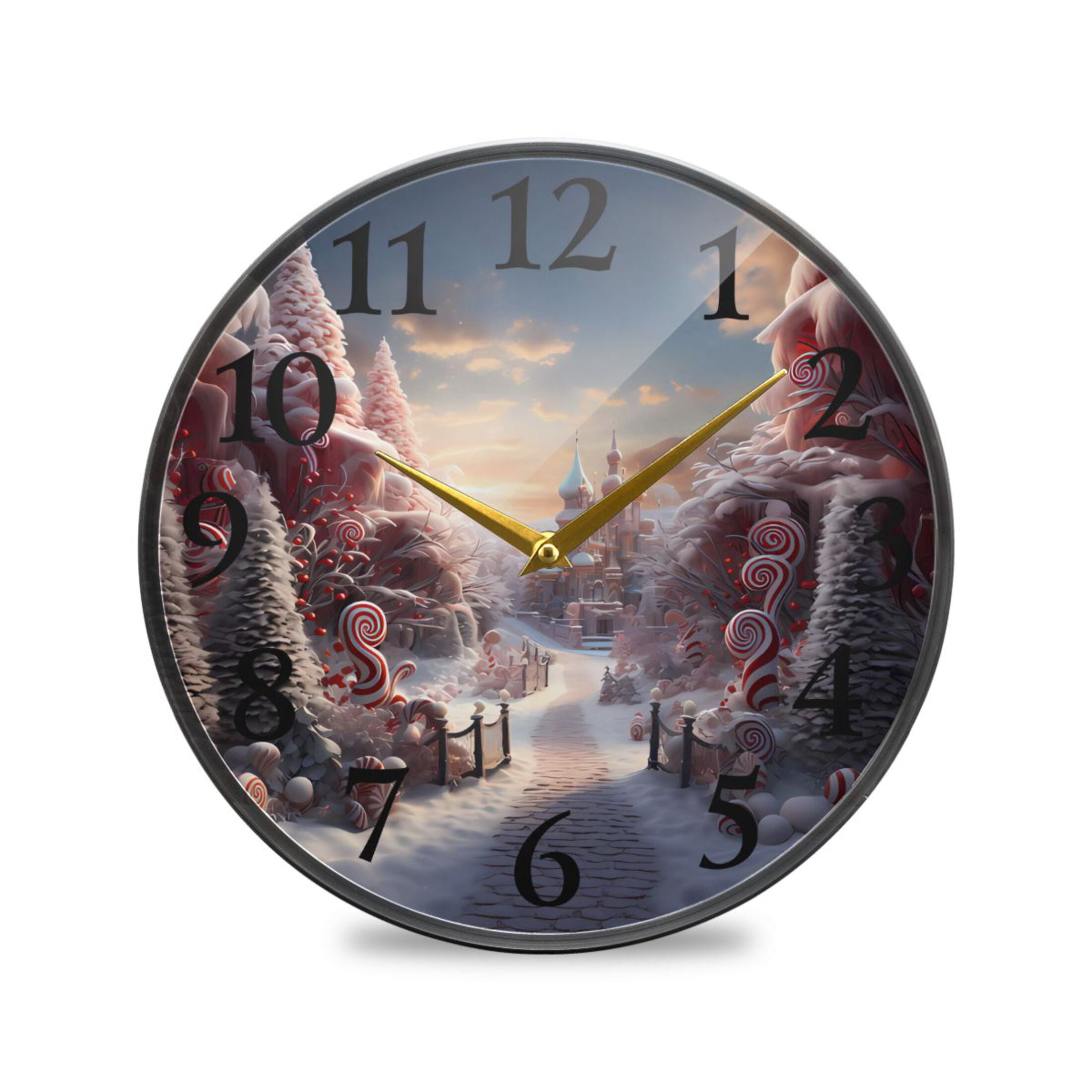 Christmas Candy Wall Clocks Battery Operated 9.5 Inch Round Clock ...
