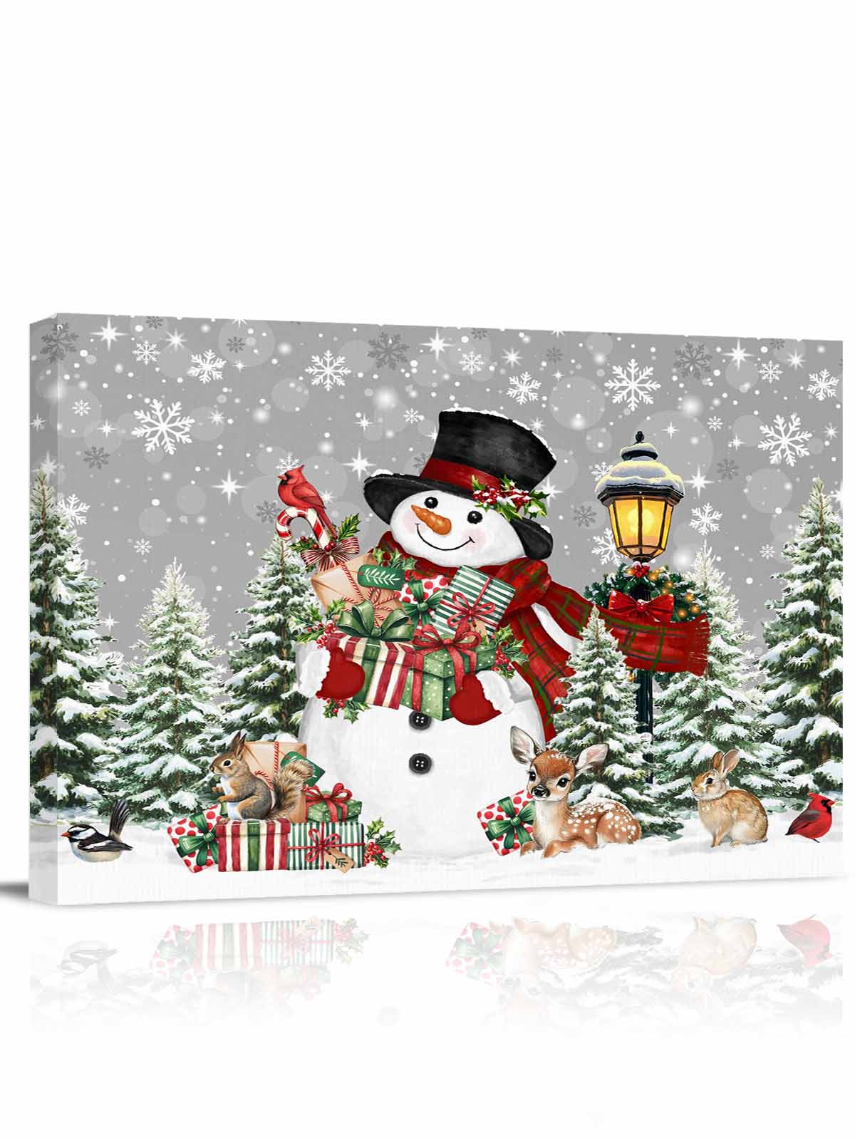 Christmas Canvas Print Wall Art Framed Canvas Art Wall Decor Cute Hat ...