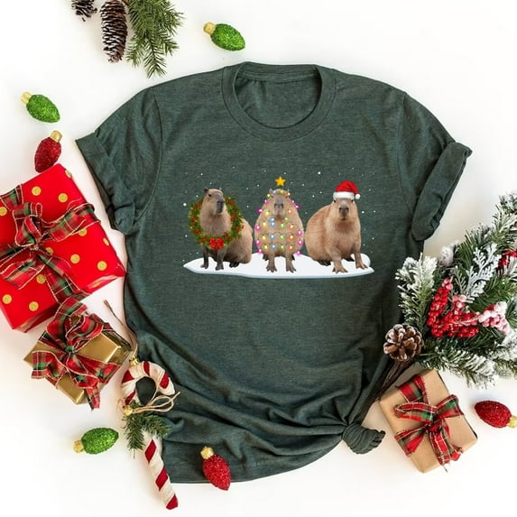 Christmas Capybara Shirt, Capybara Cute Shirt, Capybara Christmas Light ...