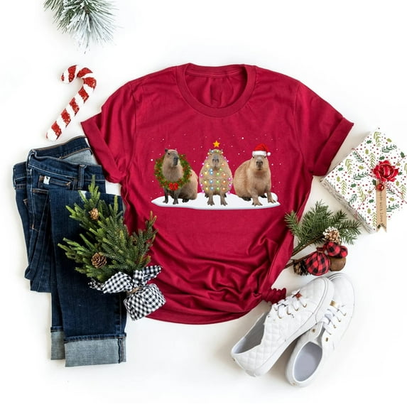 Christmas Capybara Shirt, Capybara Cute Shirt, Capybara Christmas Light ...