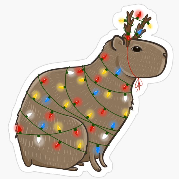 Christmas Capybara Sticker Phone Decal Water Bottle Stickers Car Decals ...