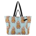 Christmas Capybara with Oranges Foldable Canvas Tote Bags Reusable ...