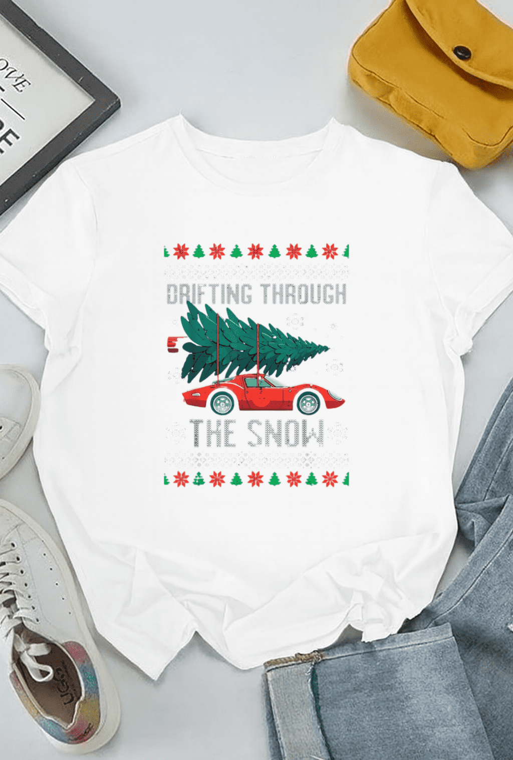 Christmas Car Drifting Through Snow Ugly Holiday Themed up to Size 5XL ...