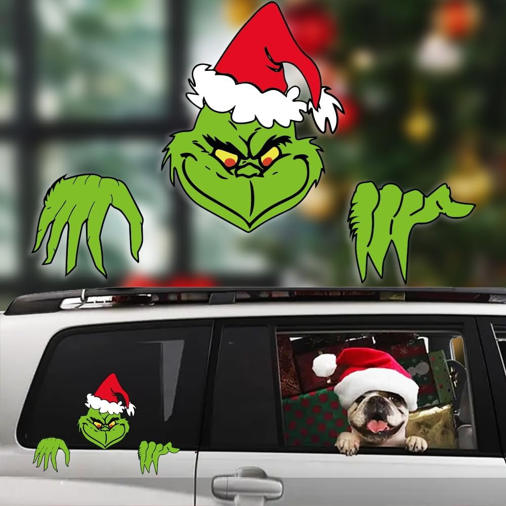 Christmas Car Grinch Decal Window Cling Decorations Funny Glass ...