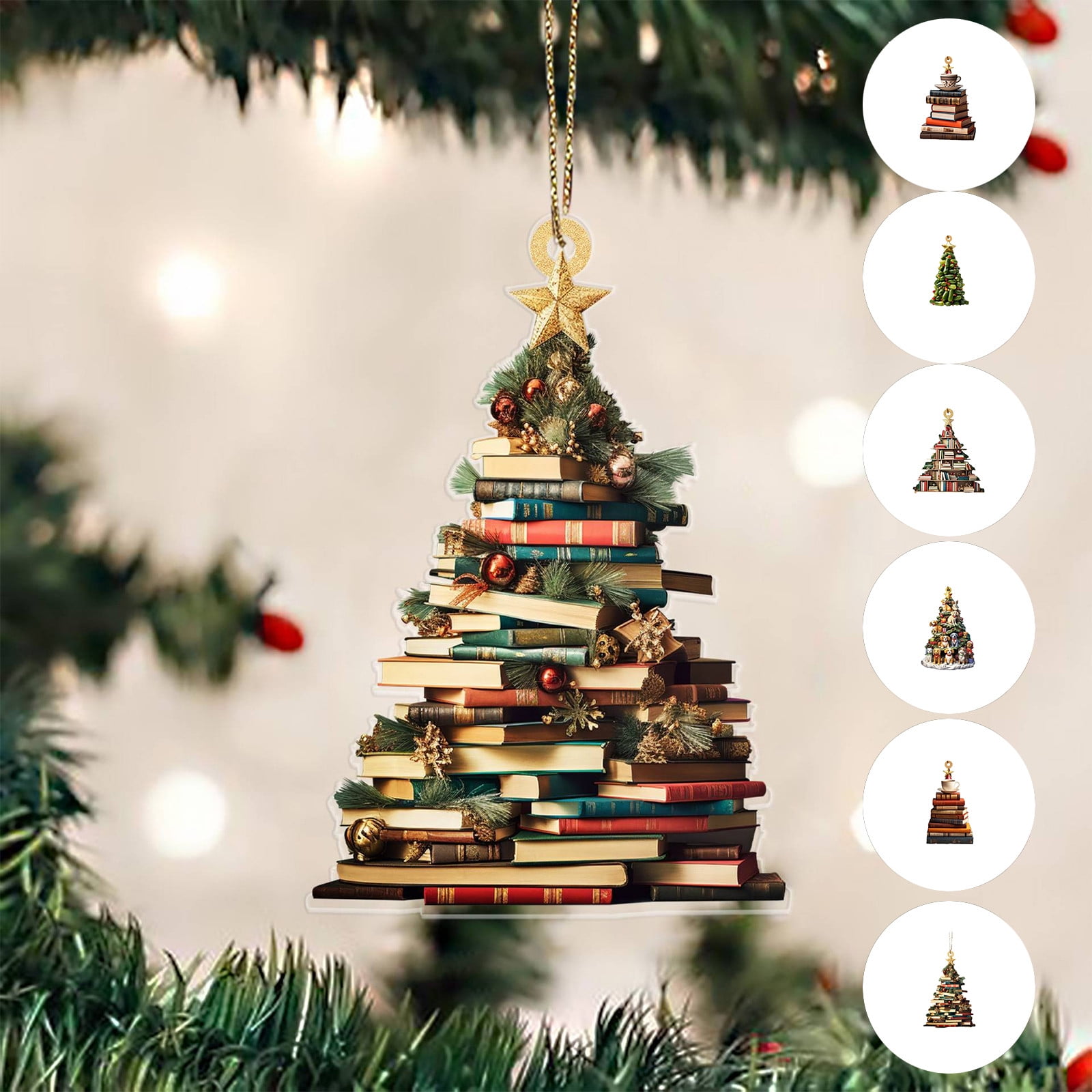 Christmas Car Hanging Ornament, 2D Flat Christmas Tree Dashboard Decor ...