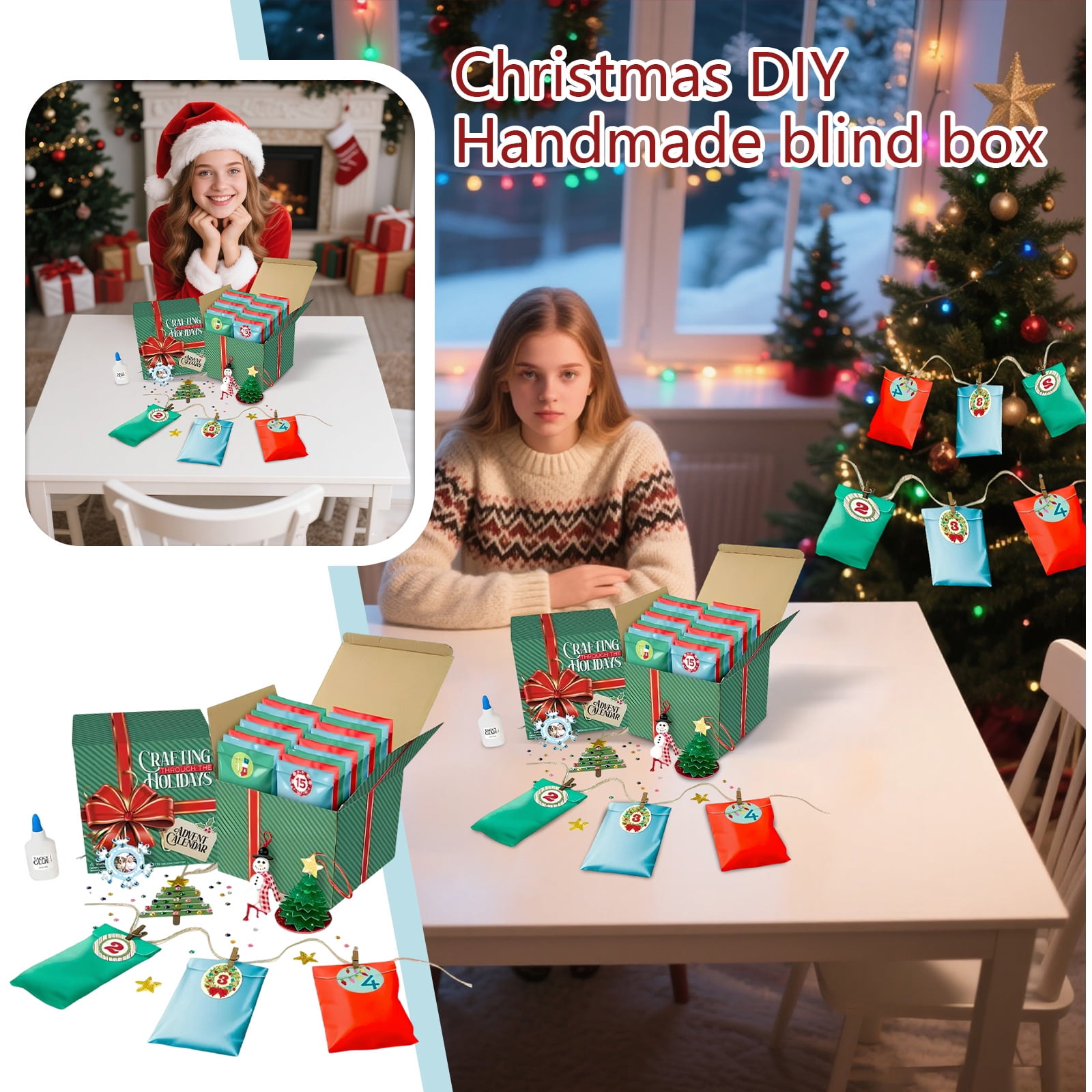 Christmas Card Blind Box 25-Piece, Surprise Greeting Card Set with ...