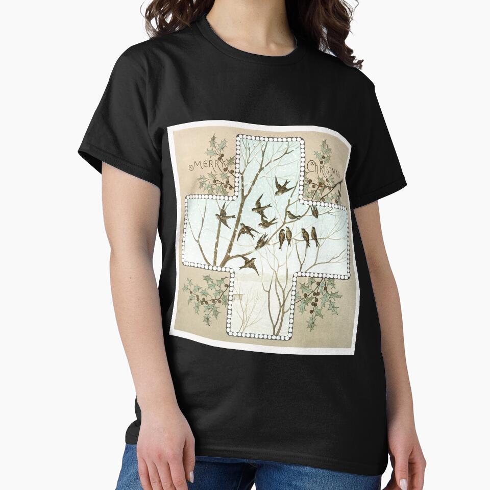 Christmas Card Depicting Birds 1865-1899 By L. Prang & Co M5031 T-Shirt ...