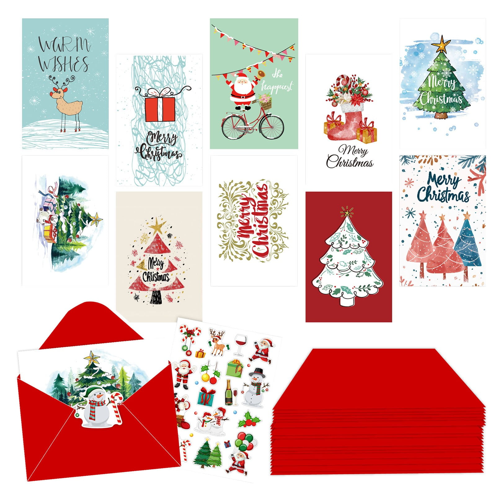 Christmas Card Set, Folded Envelope, Holiday DIY Handwritten Blessing ...