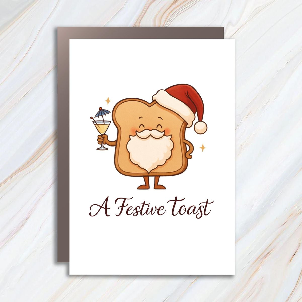 Funny Holiday Card - "A Festive Toast" with Santa Toast Character ...