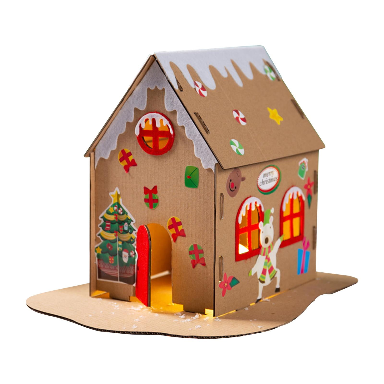 Christmas Cardboard House Kits Christmas Party Game Favors Unassembly ...