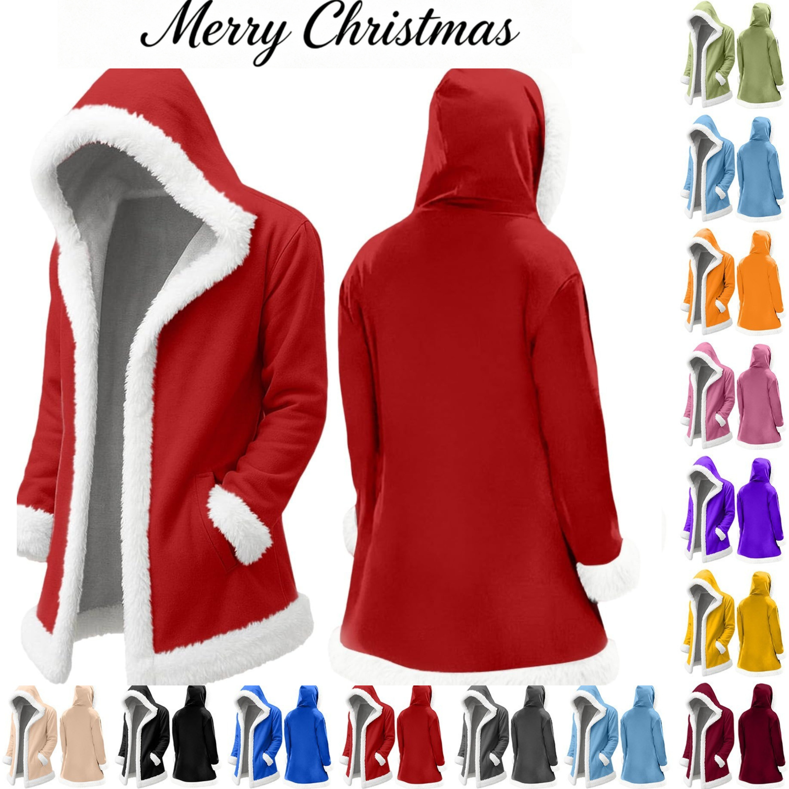 Christmas Cardigan for Men Plus Size Hoodies Open Front Fuzzy Fleece ...