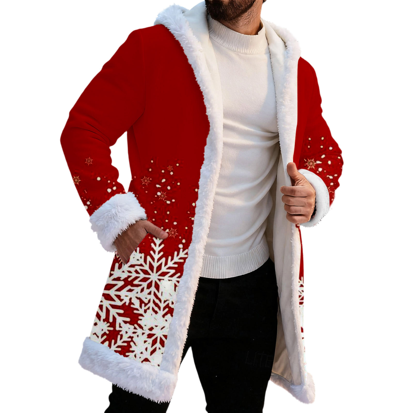 Christmas Cardigan for Men Snowflake Print Lined Cardigan Sweater with ...