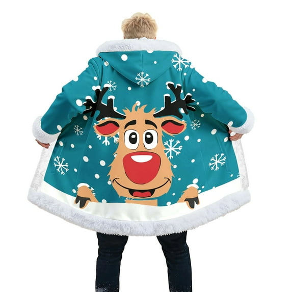 Christmas Cardigan Santa Jacket Coat for Men Hoodies Costume Faux Fur ...