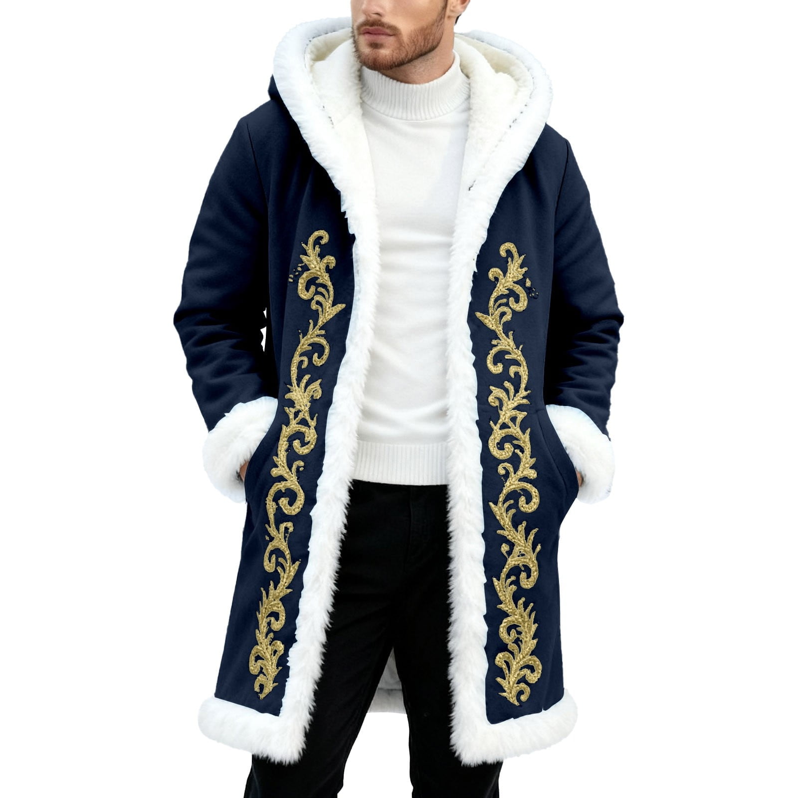 Christmas Cardigan Santa Jacket Coat for Men Hoodies Trim Warm Fashion ...