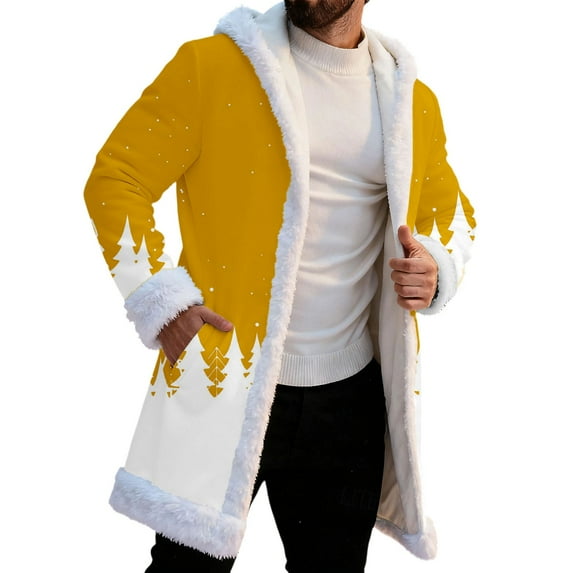 Christmas Cardigan Santa Jacket Coat for Men Hoodies Costume Faux Fur Trim Warm Fashion Claus ...