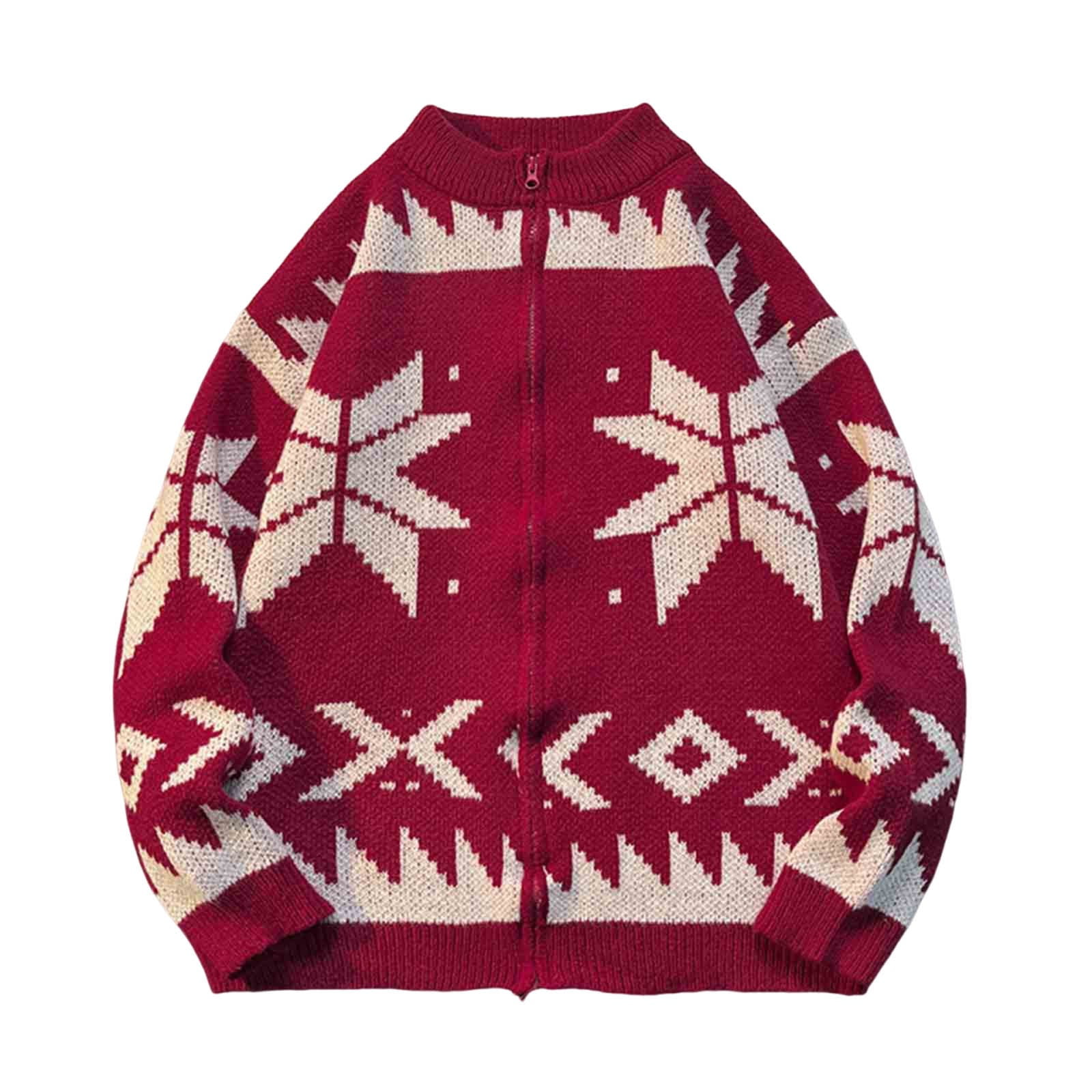 Christmas Cardigan Sweater for Man Casual Zip Up Sweater Strench Long ...