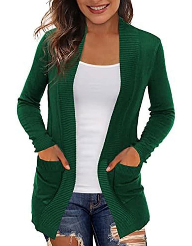 Christmas Cardigan Sweaters for Women Basic Solid Color Open Front ...