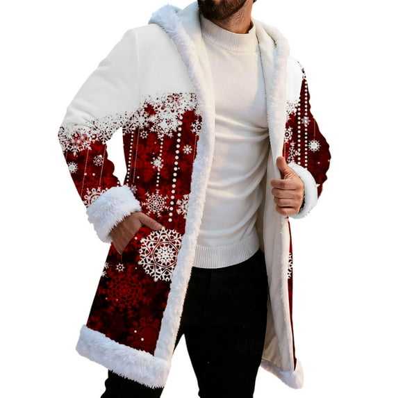 Christmas Cardigan for Men Big And Tall Color Block Fleece Lined ...