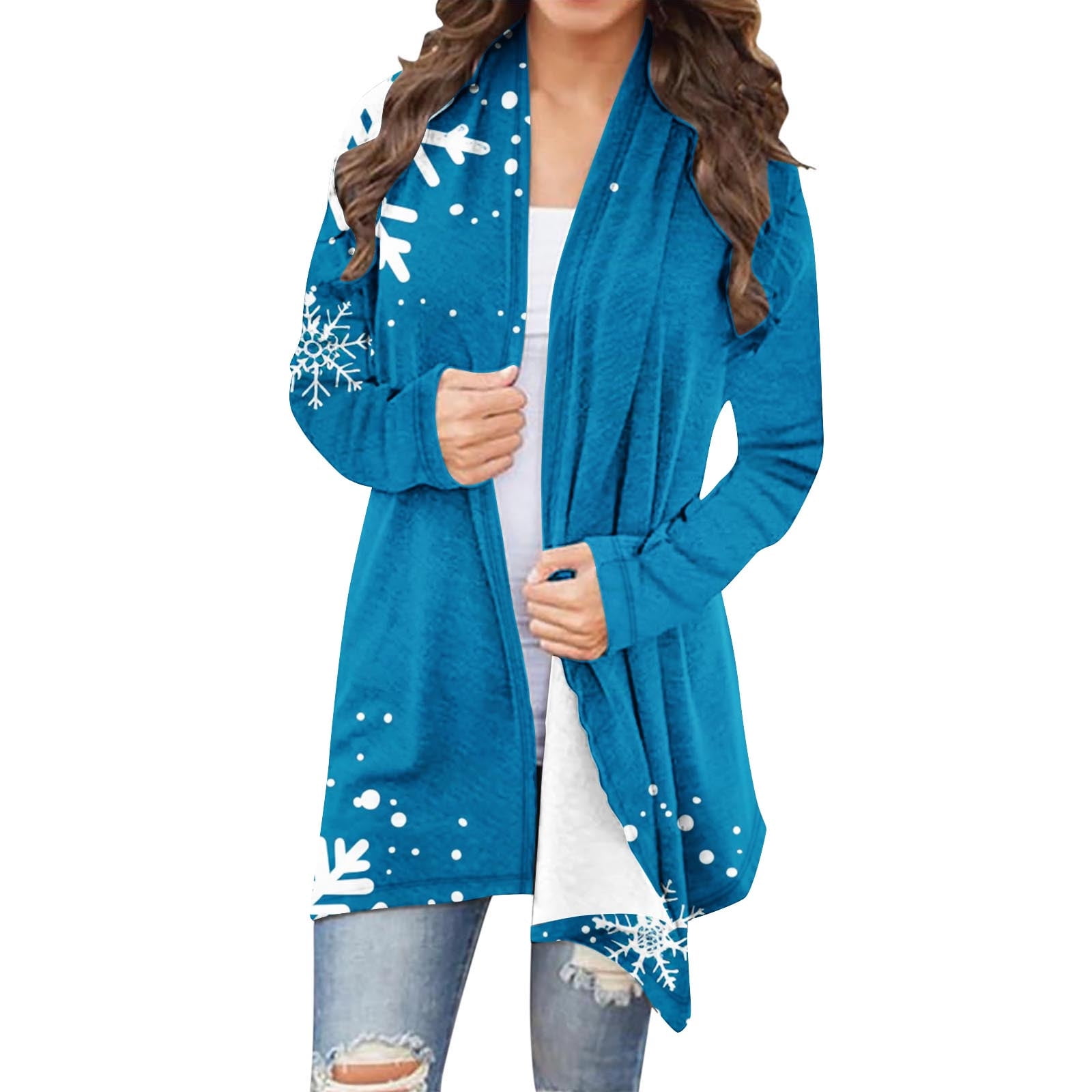 Christmas Cardigan for Women Long Cute Printed Open Front Long Sweaters ...