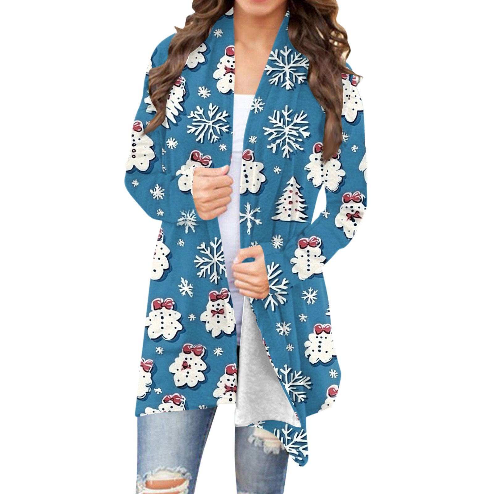 Christmas Cardigan for Women Loose Fit Long Sleeve Casual Xmas Tree ...