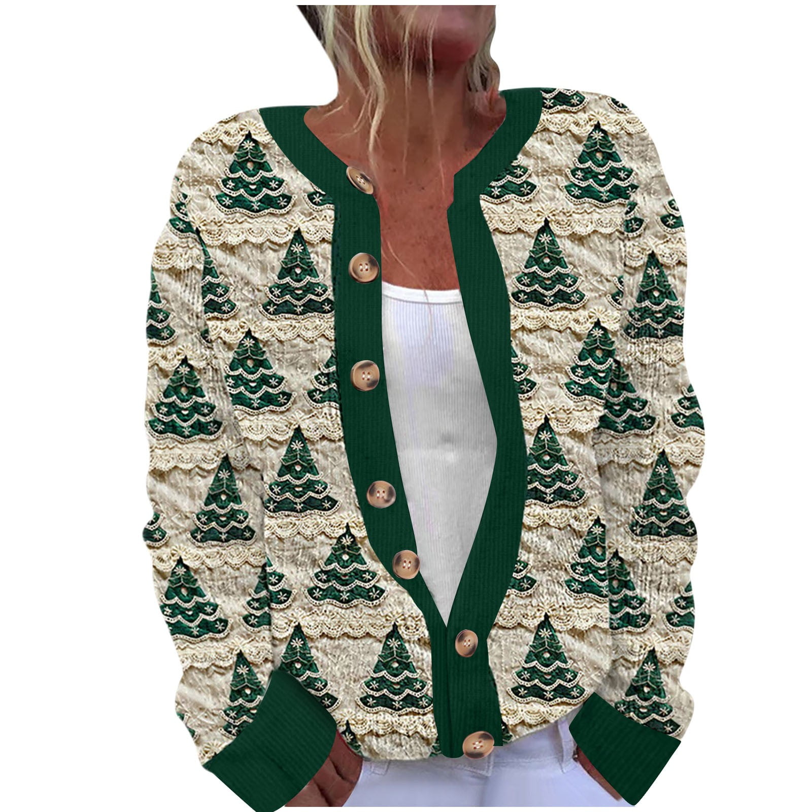 Christmas Cardigan for Women Plus Size Cute Graphic Button Down Xmas ...