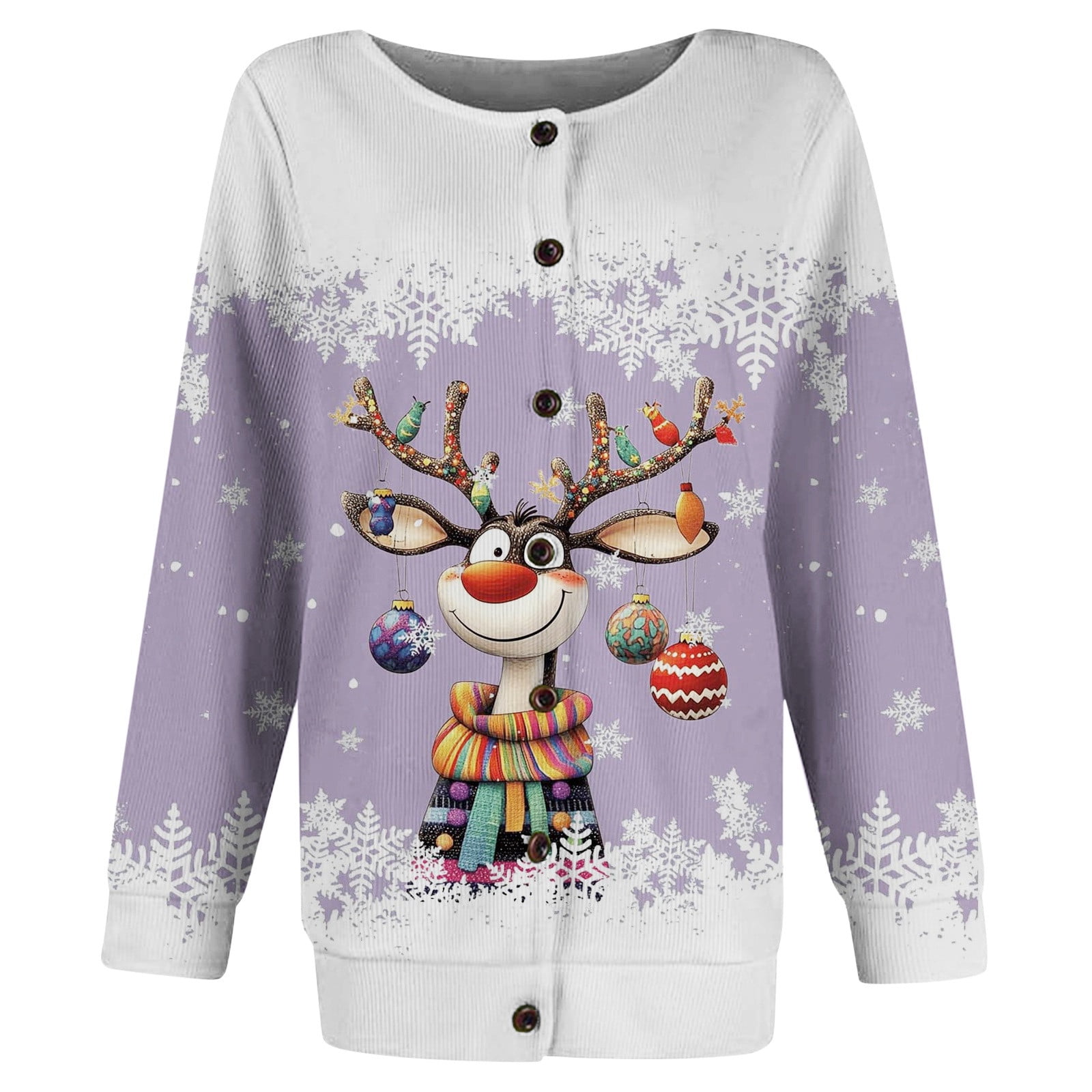 Christmas Cardigans Women Trendy Cute Cartoon Elk Snowflake Patchwork ...