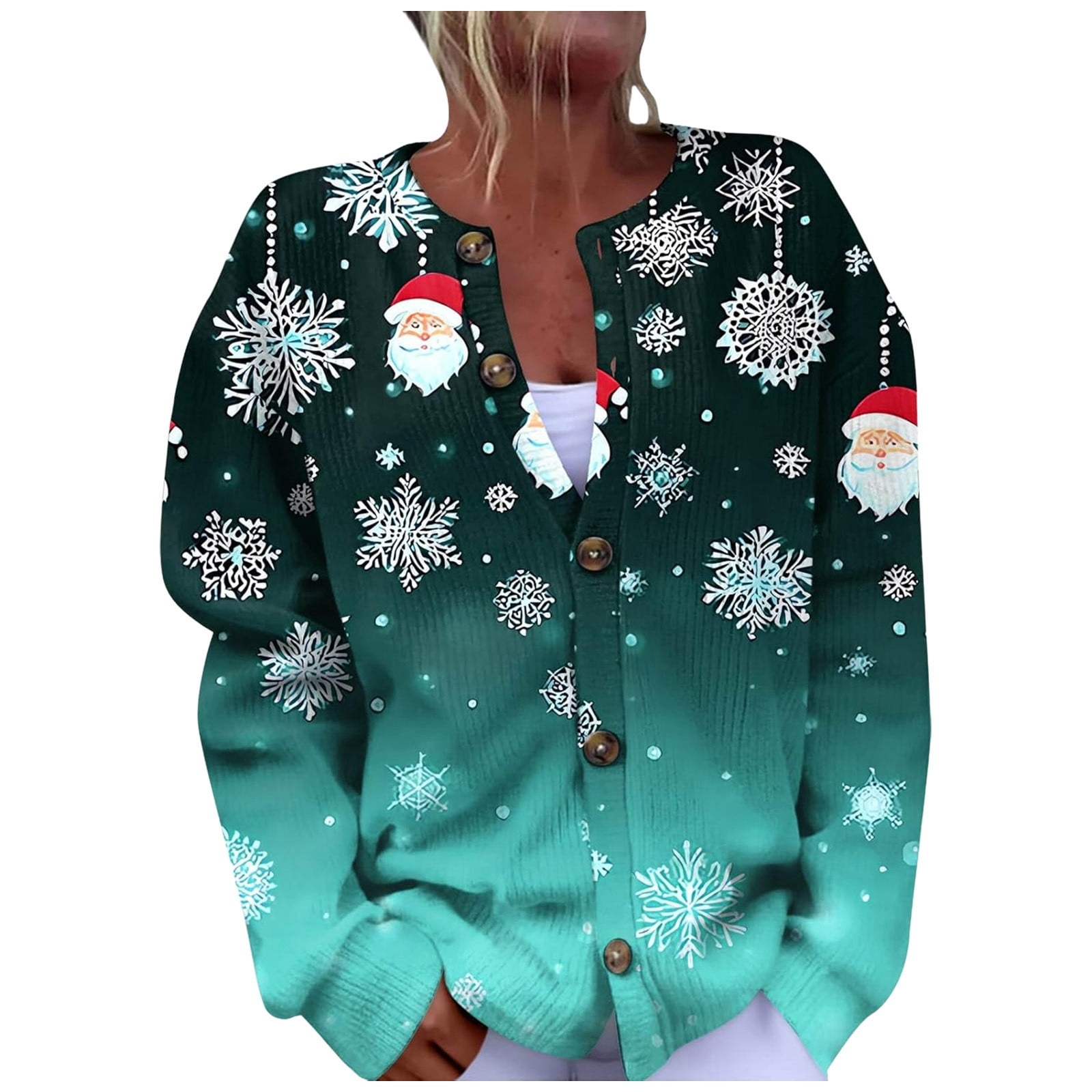 Christmas Cardigans Women Trendy Festive Jacket With Reindeer Knitted ...