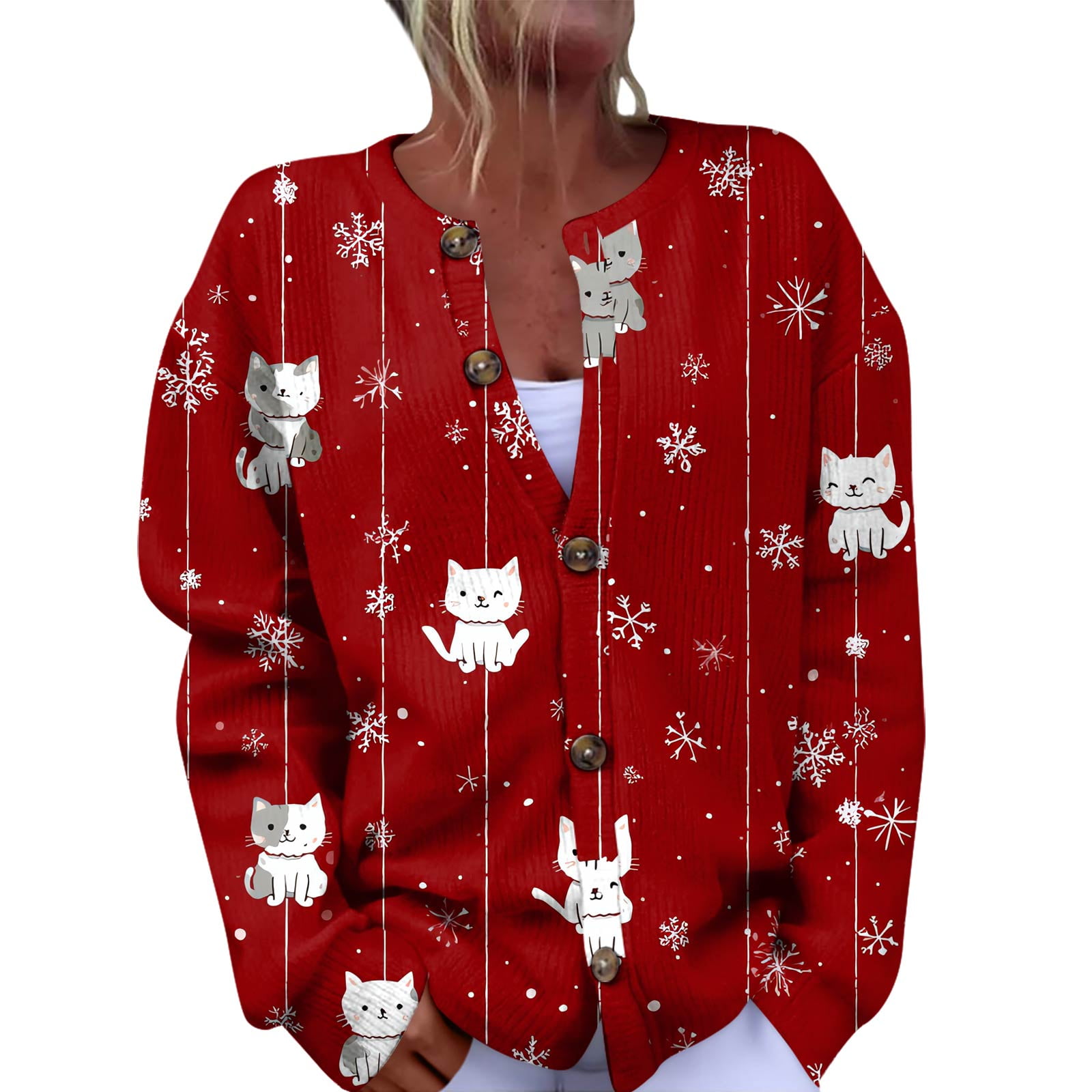 Christmas Cardigans for Women Trendy Long Sleeve Button Down Open Front ...