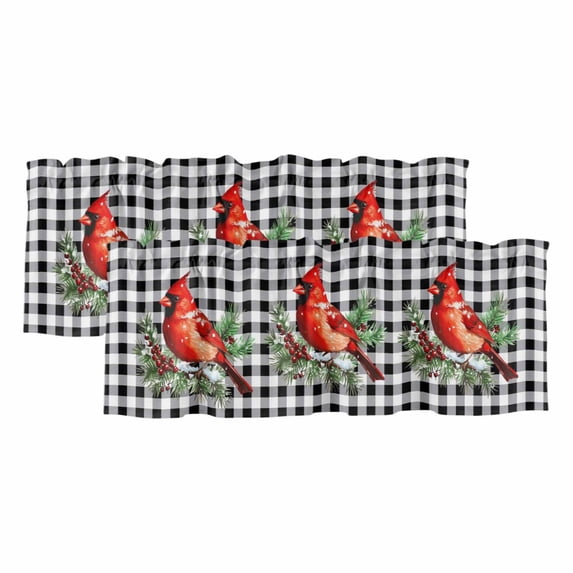 Christmas Cardinal Bird Curtain Valances for Windows, Kitchen Valance ...