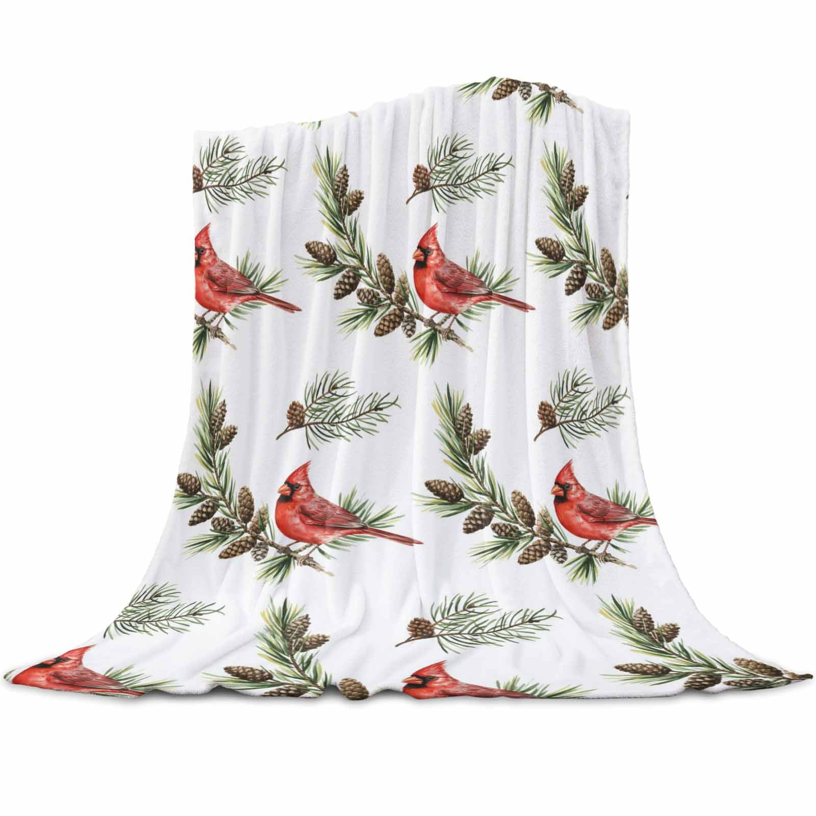 Christmas Cardinal Bird Flannel Blanket for Bed,Travel and Camping ...