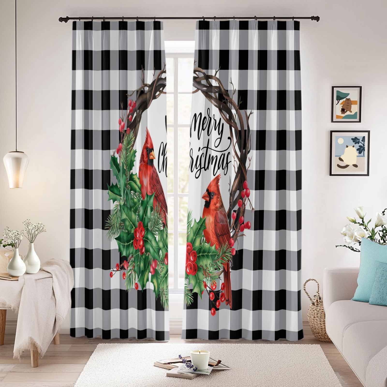 Christmas Cardinal Birds Blackout Curtains for Bedroom/Living Room ...
