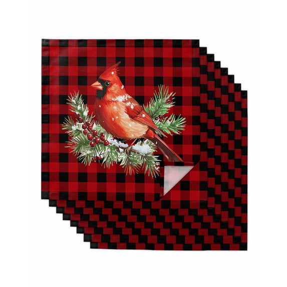 Christmas Cardinal Birds Cloth Napkins Set of 8 Reusable Dinner Napkins ...