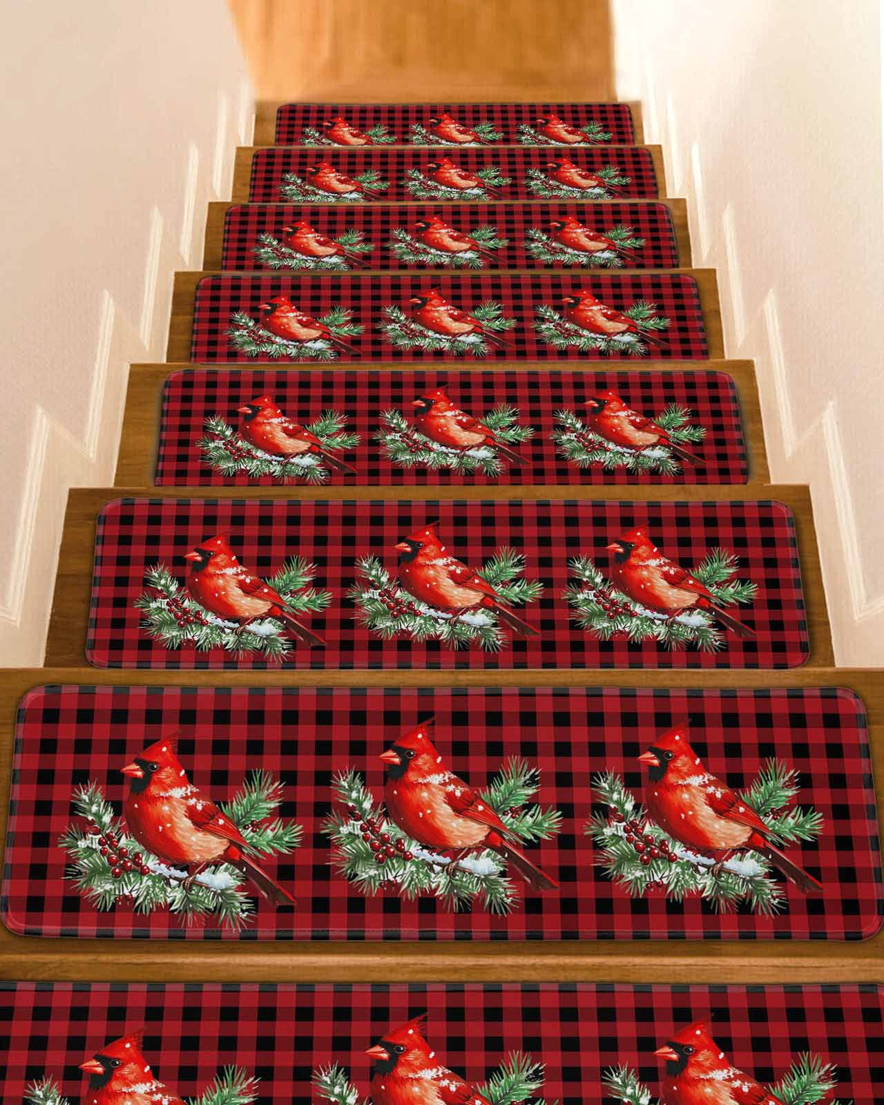 Christmas Cardinal Birds Stair Treads for Wooden Steps Indoor Runner ...