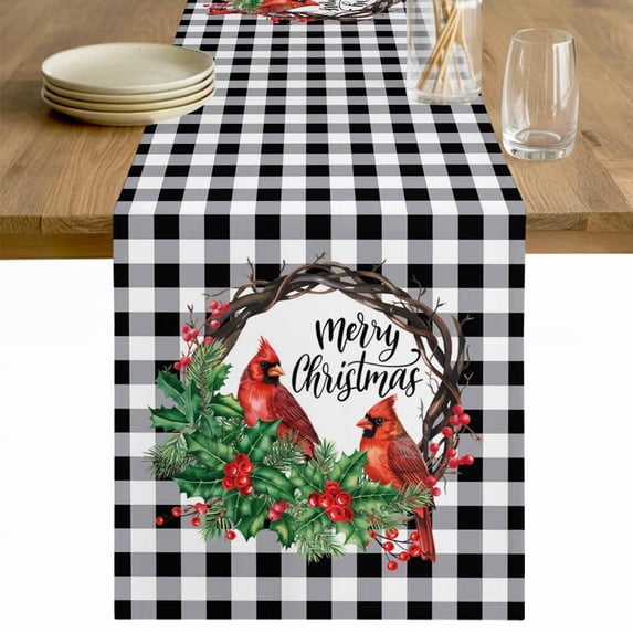 Christmas Cardinal Birds Table Runner 120 Inches Long Farmhouse Dress ...