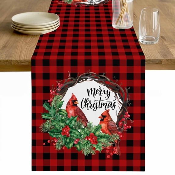 Christmas Cardinal Birds Table Runner 36 Inches Long Farmhouse Dress ...