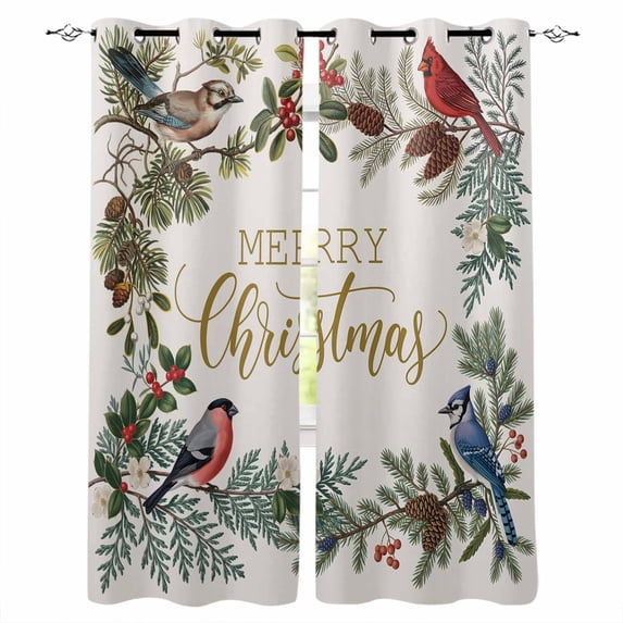 Christmas Cardinal Blackout Curtains for Bedroom/Living Room, Thermal ...