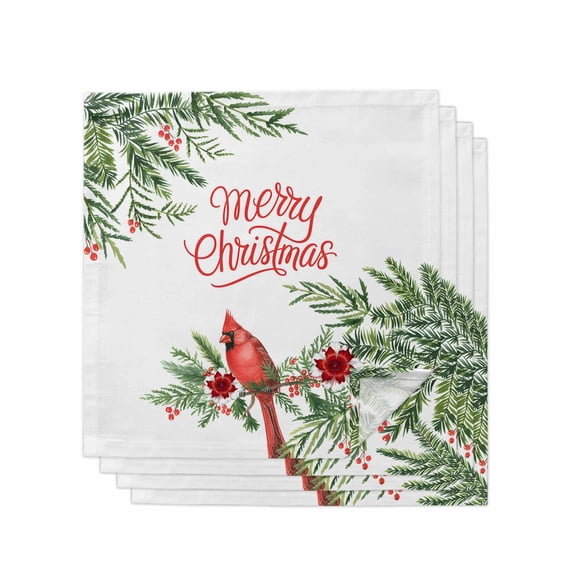Christmas Cardinal Cloth Napkins Set of 4 Reusable Dinner Napkins, Xmas ...