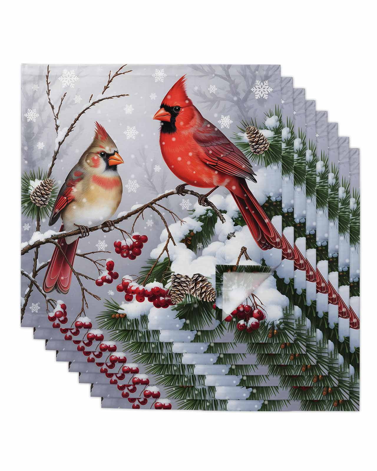 Christmas Cardinal Cloth Napkins Set of 8 Reusable Dinner Napkins ...