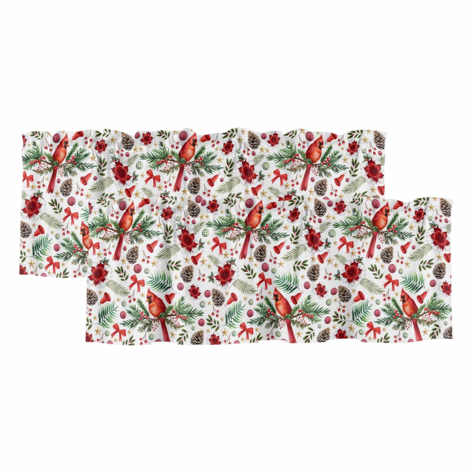 Christmas Cardinal Curtain Valances for Windows, Kitchen Valance Window ...