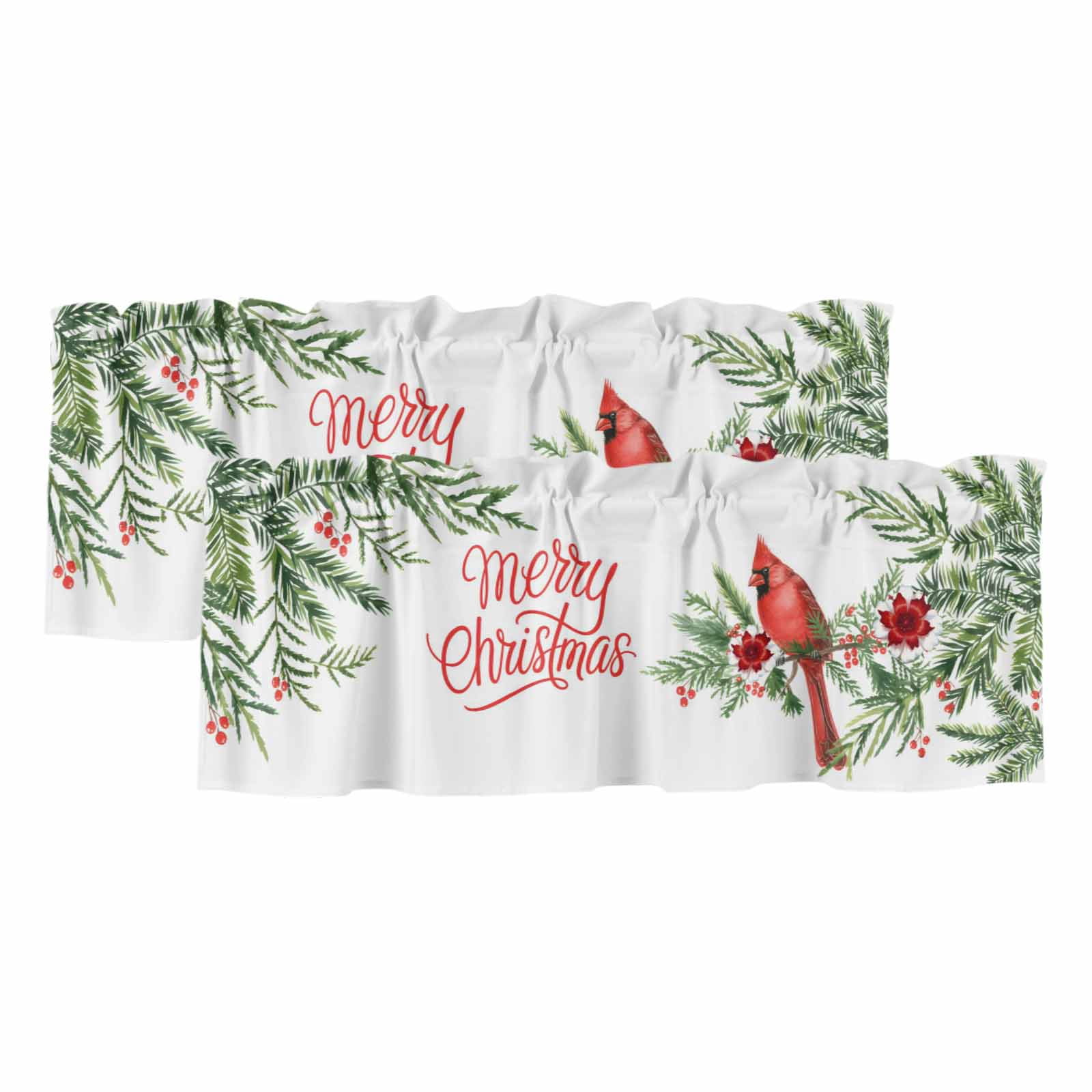 Christmas Cardinal Curtain Valances for Windows, Kitchen Valance Window ...