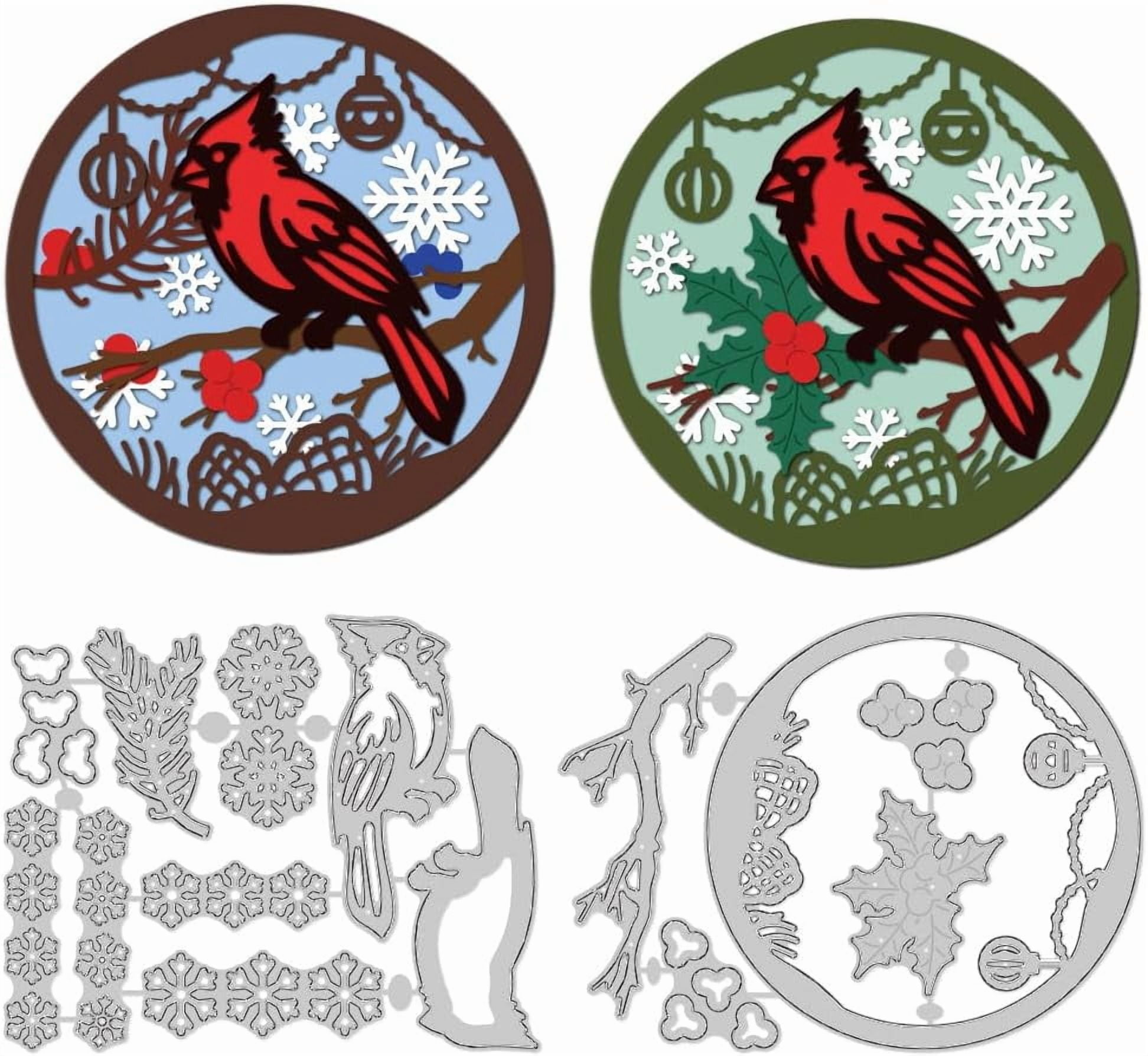 Christmas Cardinal Cutting Dies Bird Card Making Die Stencil Carbon ...