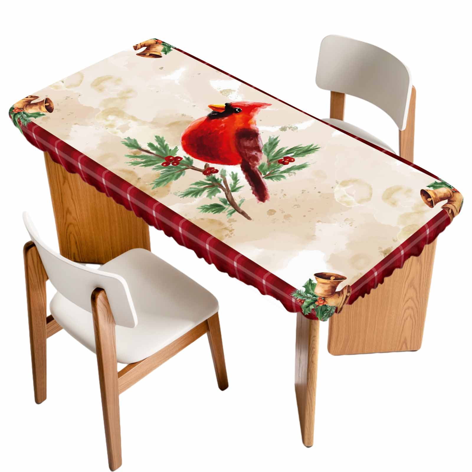 Christmas Cardinal Table Cloths for 3 Foot Rectangle Tables, Winter Red ...