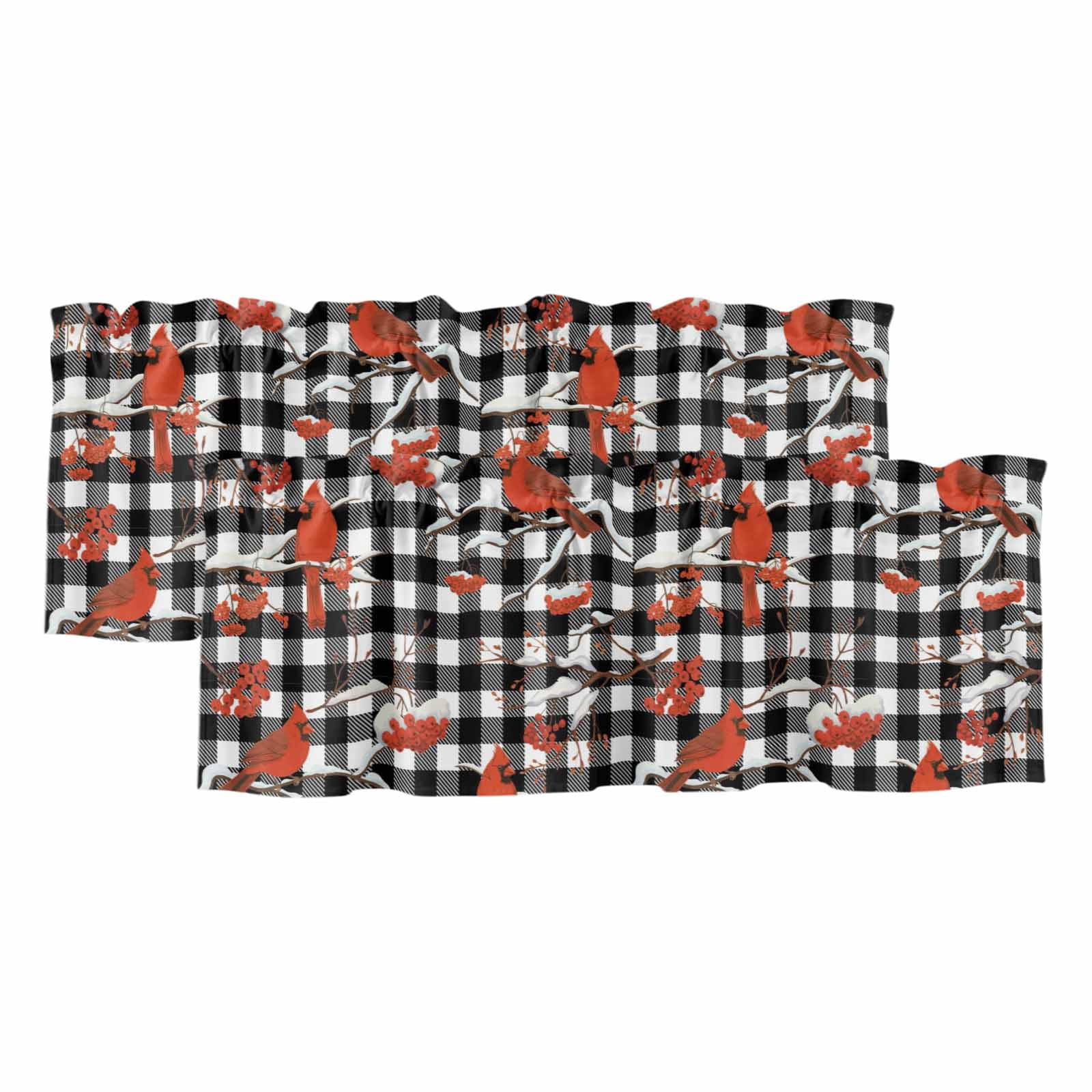 Christmas Cardinal Valances for Windows, Decorative Rod Pocket Window ...