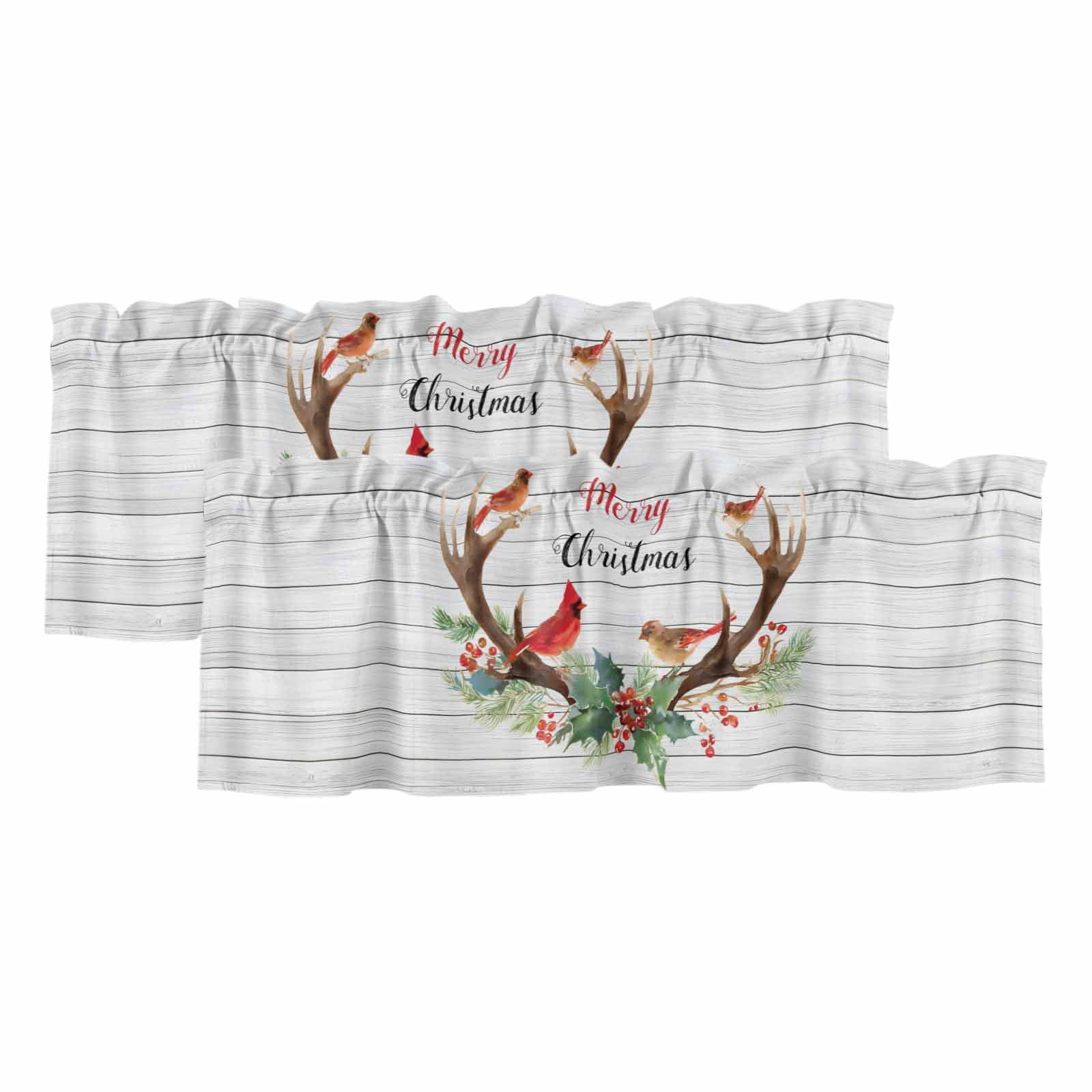 Christmas Cardinal Valances for Windows, Decorative Rod Pocket Window ...