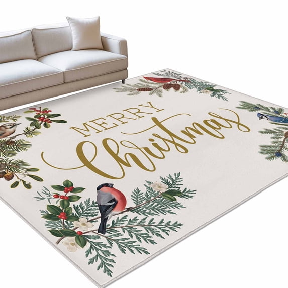 Christmas Cardinal Washable Rug 4x6 Area Rug for Living Room Bedroom ...