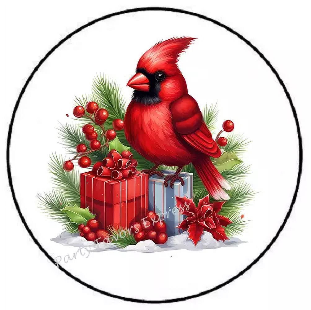 Christmas Cardinal With Presents Stickers Party Favors Gift For You ...