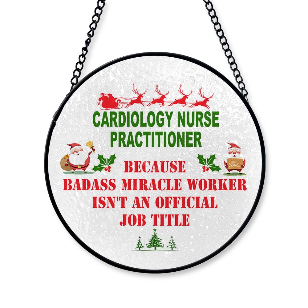 Christmas Cardiology Nurse Practitioner Stained Glass Window Hanging 2025, Cardiology Nurse ...