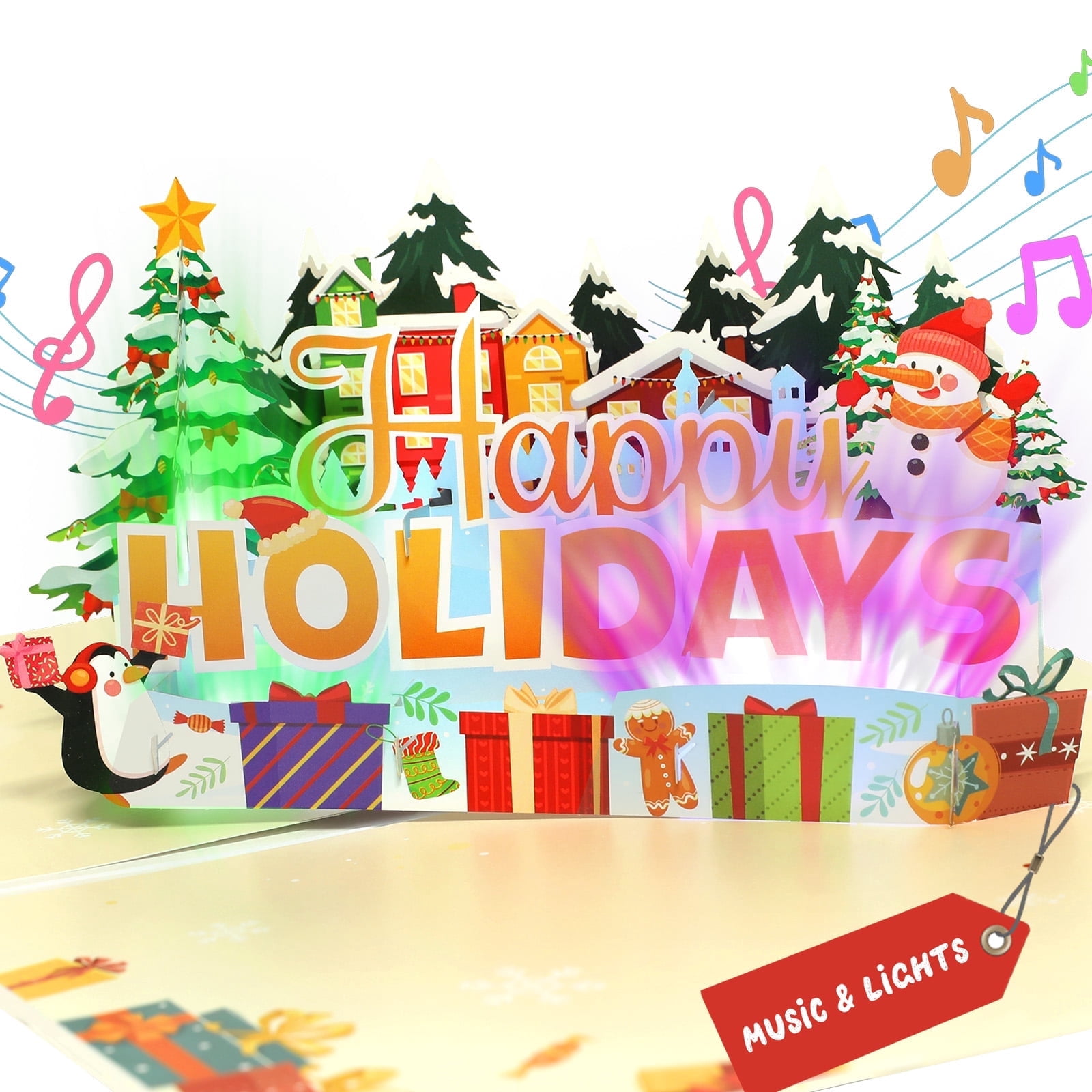 ECLOVELIFE Christmas Cards, 3D Pop-Up with Envelopes, Music & Lights ...