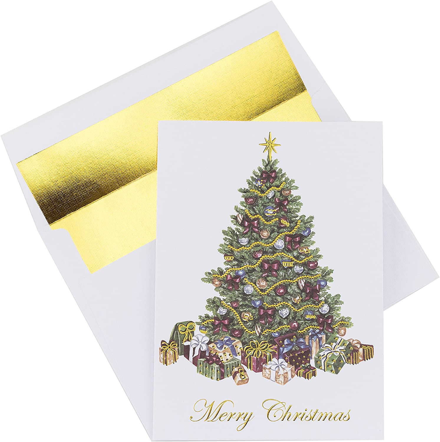 Christmas Cards - Box of Premium Embossed Christmas Cards with Lined ...