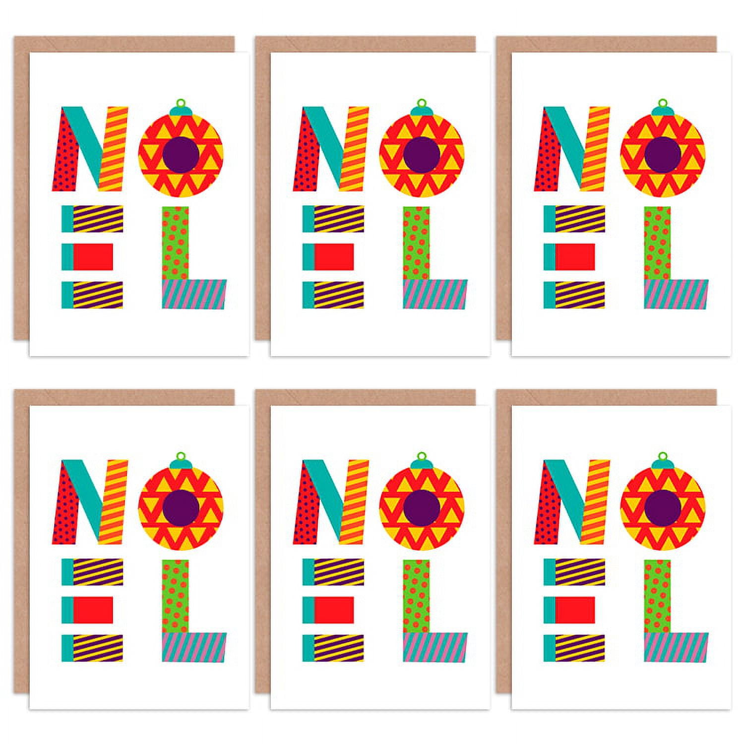 Christmas Cards - Noel Patchwork Colourful Set Xmas Blank Greeting ...